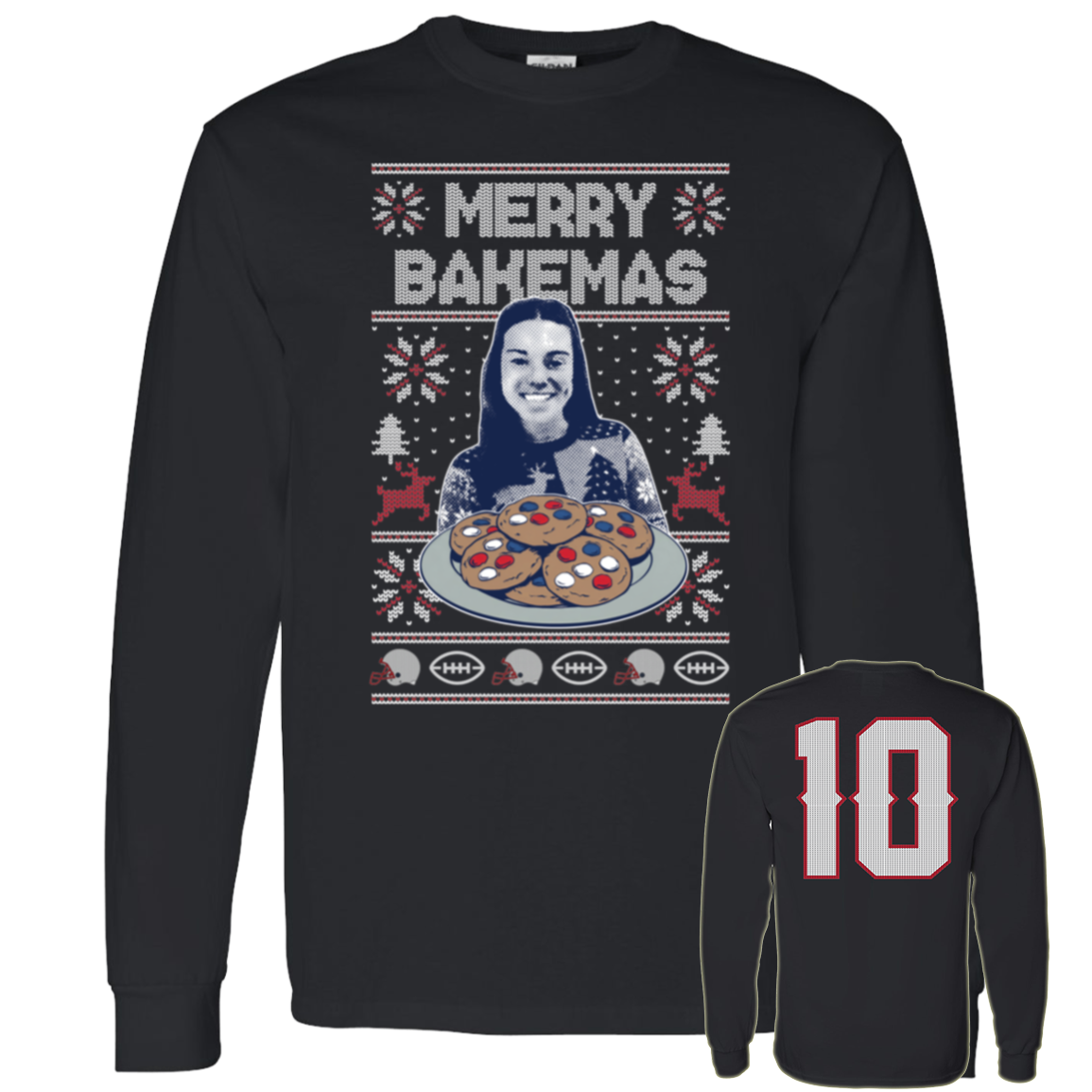 [Front + Back] Drake Maye Merry Bakemas Long Sleeve Shirt – TeePeepz